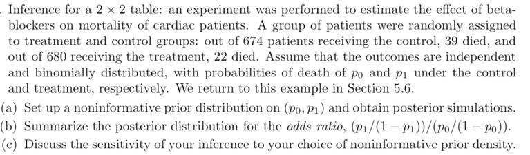 Solved Inference for a 2 x 2 table: an experiment was | Chegg.com