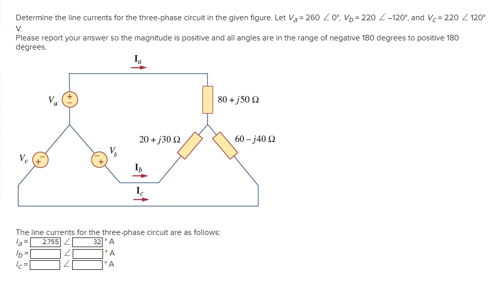 Determine the line currents for the three-phase | Chegg.com