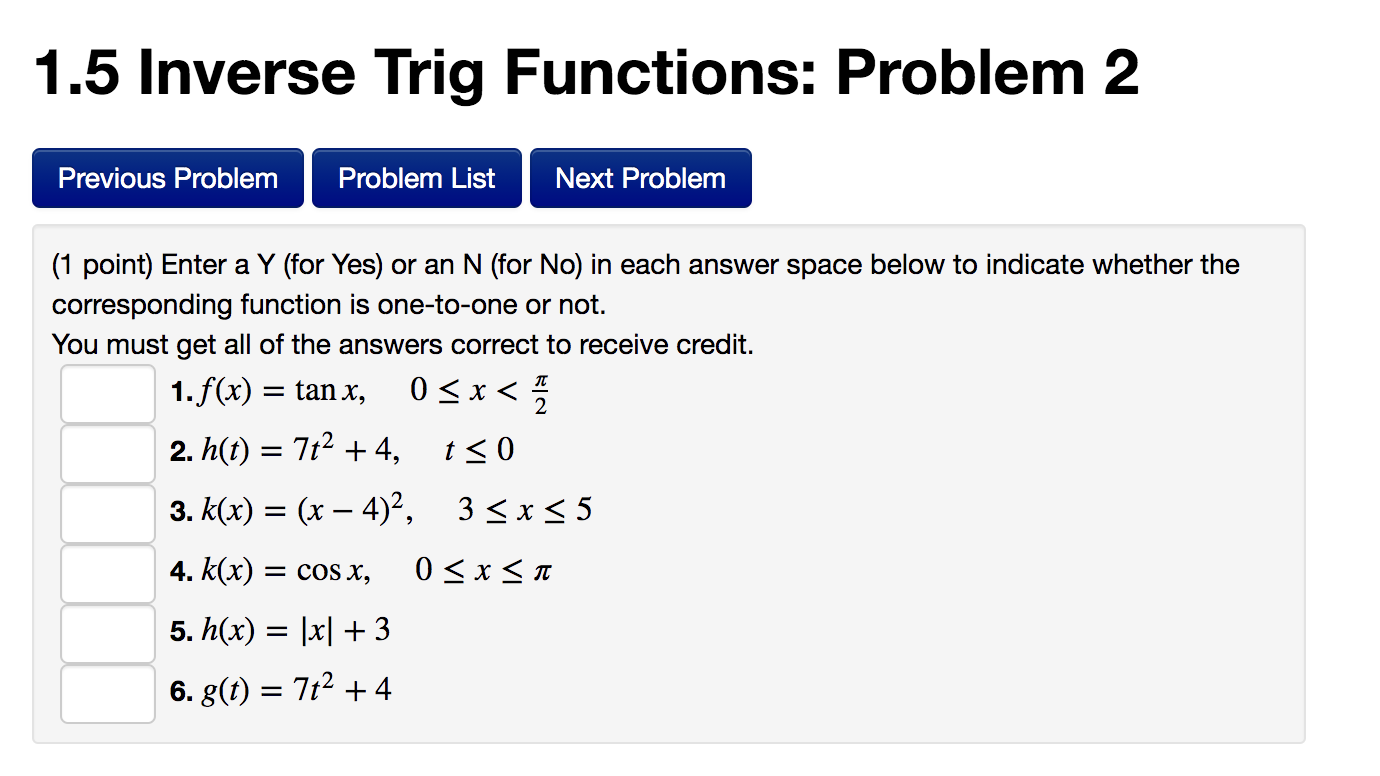 Solved Enter a Y (for Yes) or an N (for No) in each answer | Chegg.com