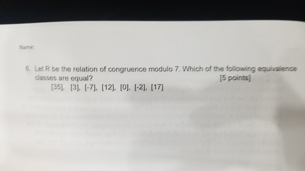 Solved 6. Let R be the relation of congruence modulo 7 Which | Chegg.com