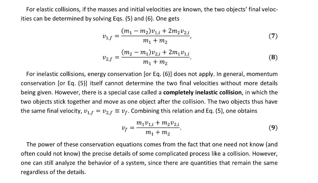 Solved Below we consider elastic and completely inelastic | Chegg.com