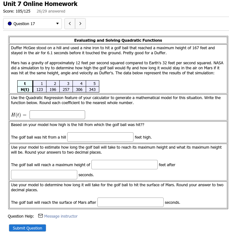 Solved Unit 7 Online Homework Score: 105/125 26/29 answered | Chegg.com