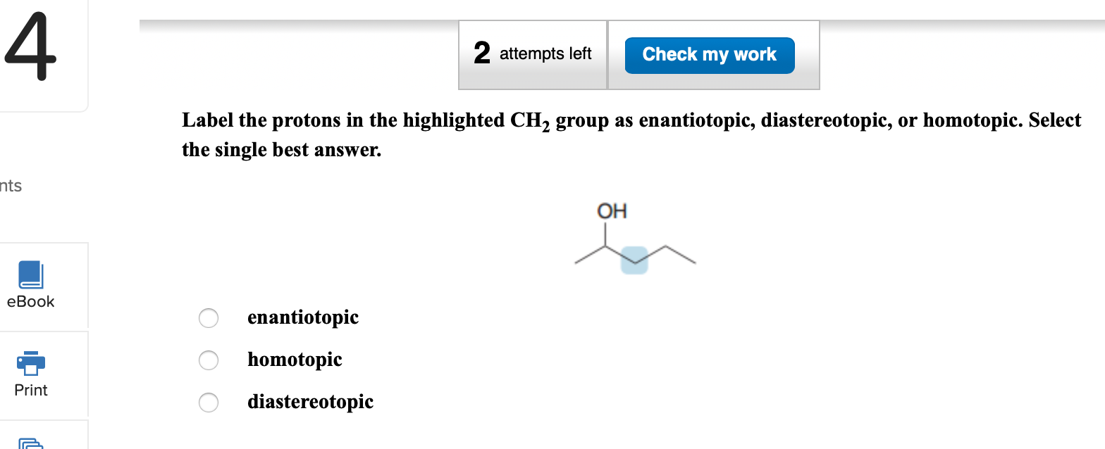 Solved 4 2 attempts left Check my work Label the protons in | Chegg.com