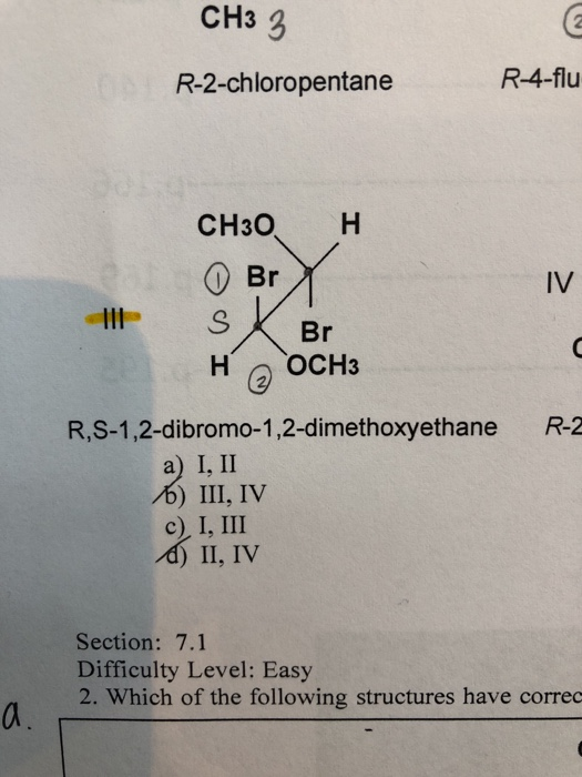 Solved CH3 3 R-2-chloropentane R-4-flu CH30, H Br IV | Chegg.com