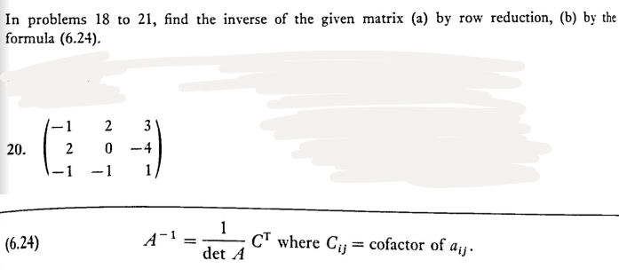 Solved In problems 18 to 21 , find the inverse of the given | Chegg.com