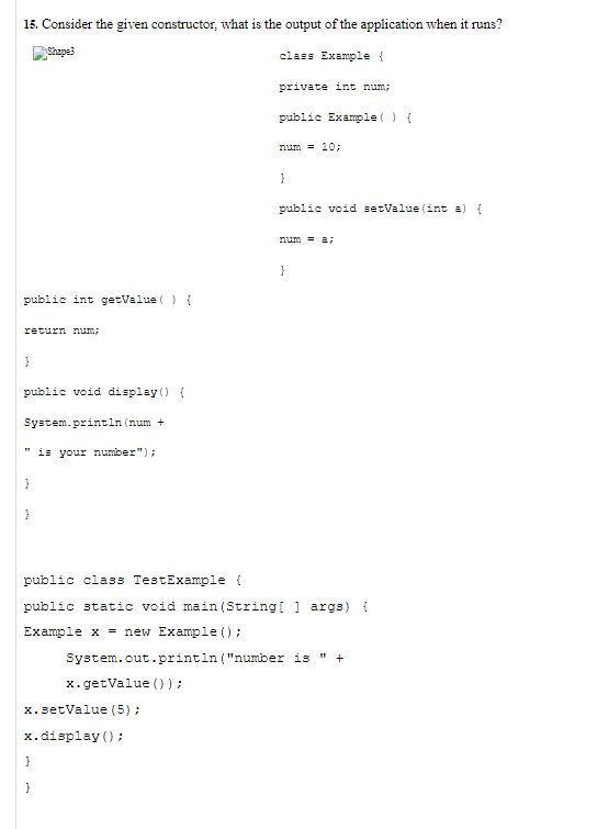 Solved 5. Show the output of the following code: public | Chegg.com