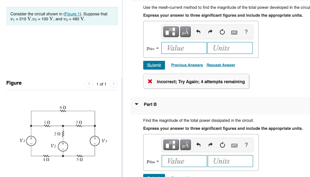 Solved Part B Find the magnitude of the total power | Chegg.com