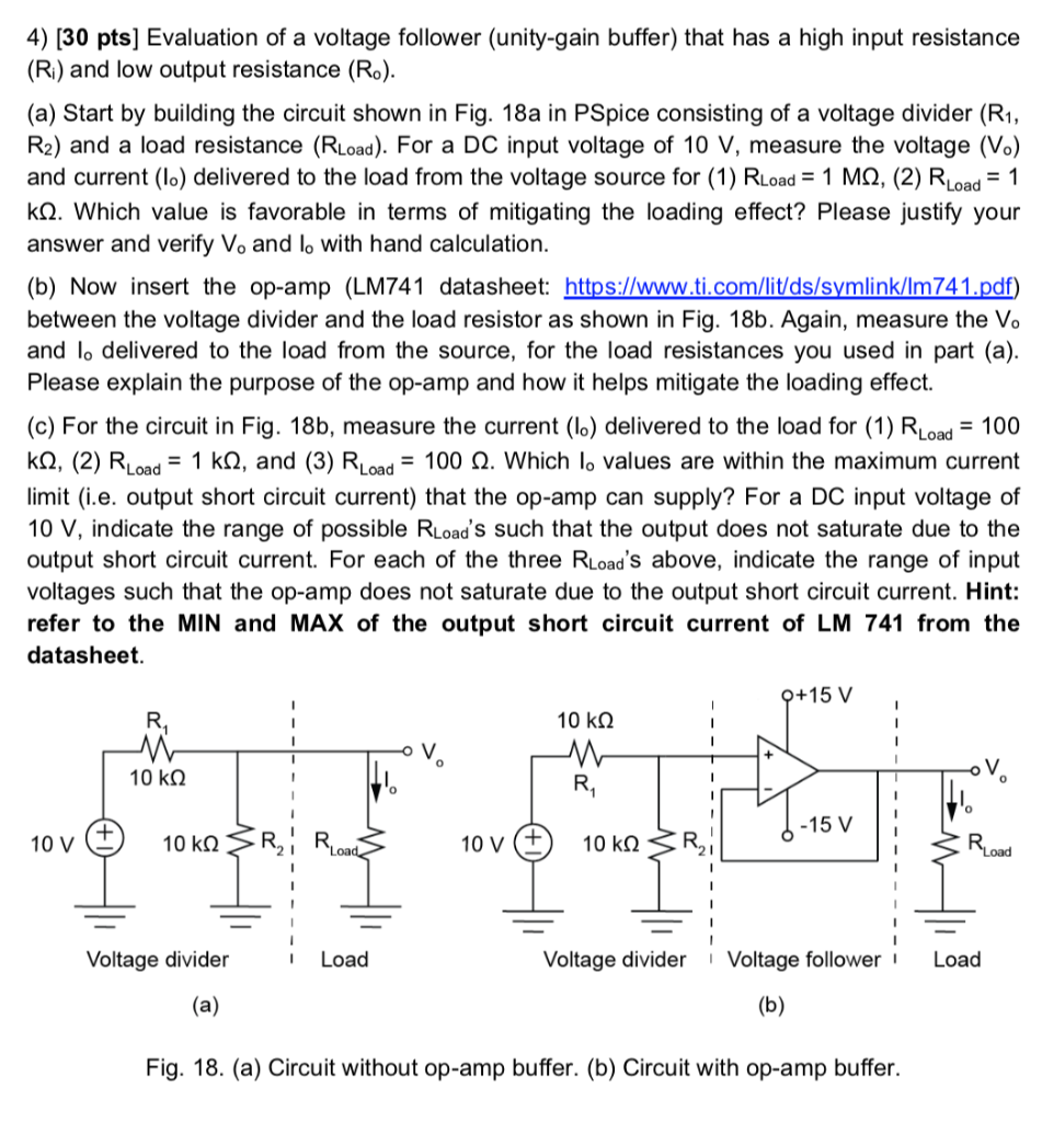 Solved 4. Evaluation of a voltage follower (unity-gain | Chegg.com