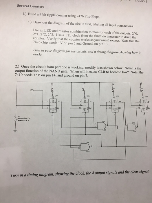 Several Counters 1.) Build a 4 bit ripple counter | Chegg.com