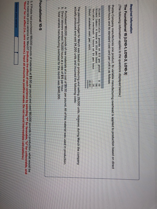 Solved The l 15 [LO10-1, LO10-2, LO10-3) The following | Chegg.com