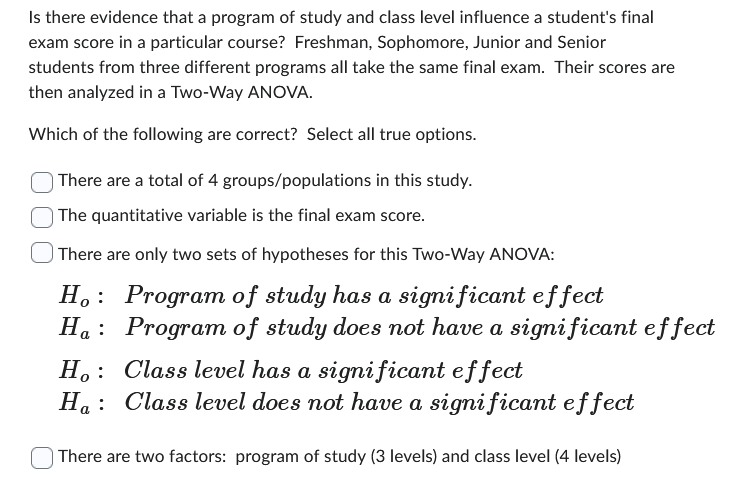 Solved Is there evidence that a program of study and class | Chegg.com
