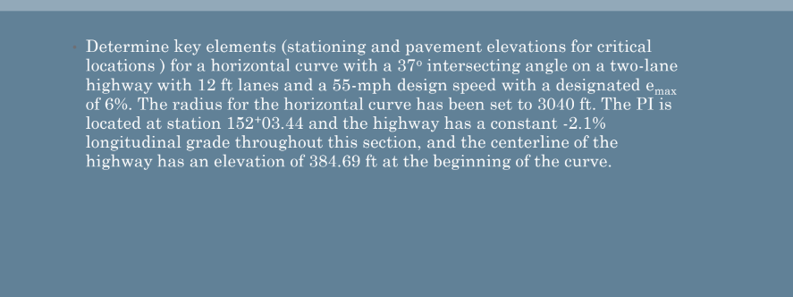 Solved Determine key elements (stationing and pavement | Chegg.com