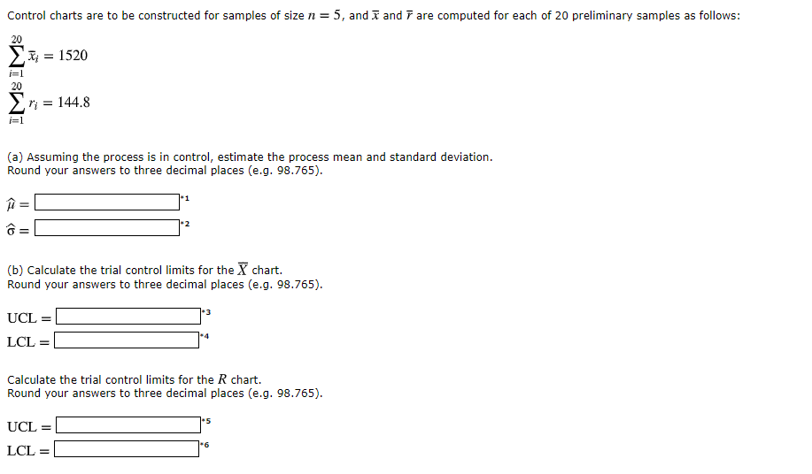 Solved Control charts are to be constructed for samples of | Chegg.com