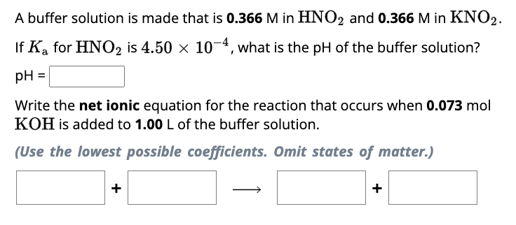 Solved A buffer solution is made that is 0.366M in HNO2 and | Chegg.com