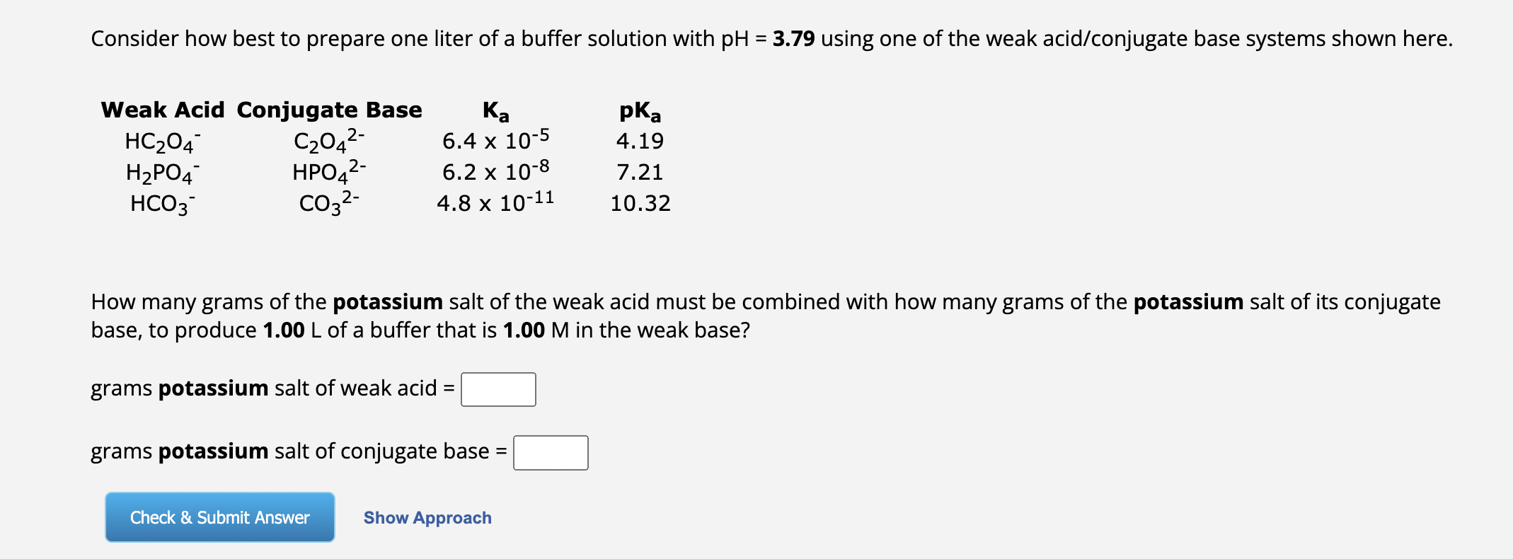 Solved Consider how best to prepare one liter of a buffer | Chegg.com