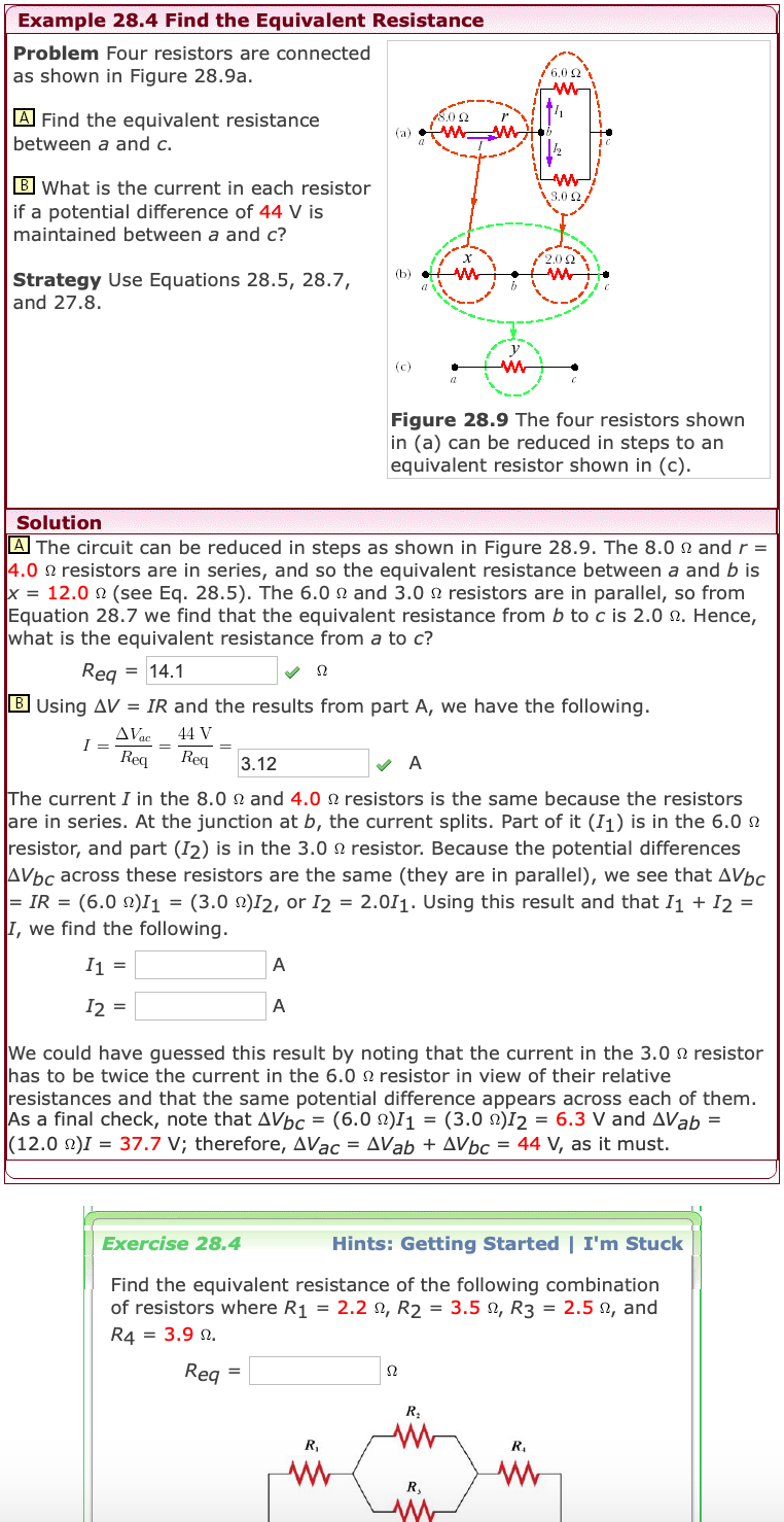 Solved Example 28.4 Find the Equivalent Resistance Problem | Chegg.com