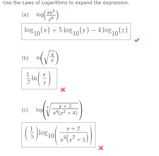 Solved Use the Laws of Logarithms to expand the expression. | Chegg.com