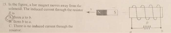 Solved 15. In the figure, a bar magnet moves away from the | Chegg.com