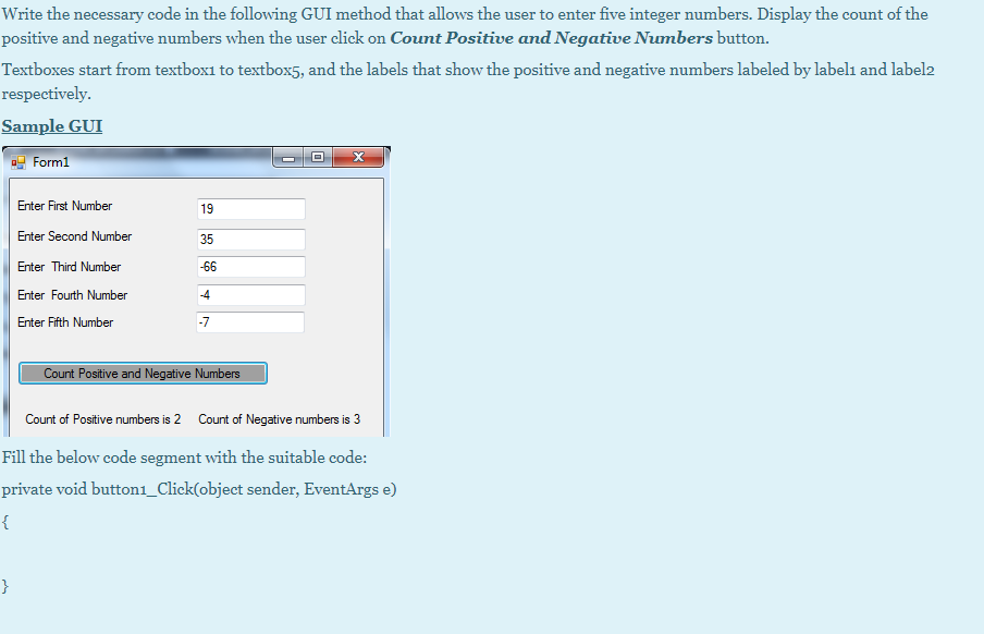 Solved Write the necessary code in the following GUI method | Chegg.com