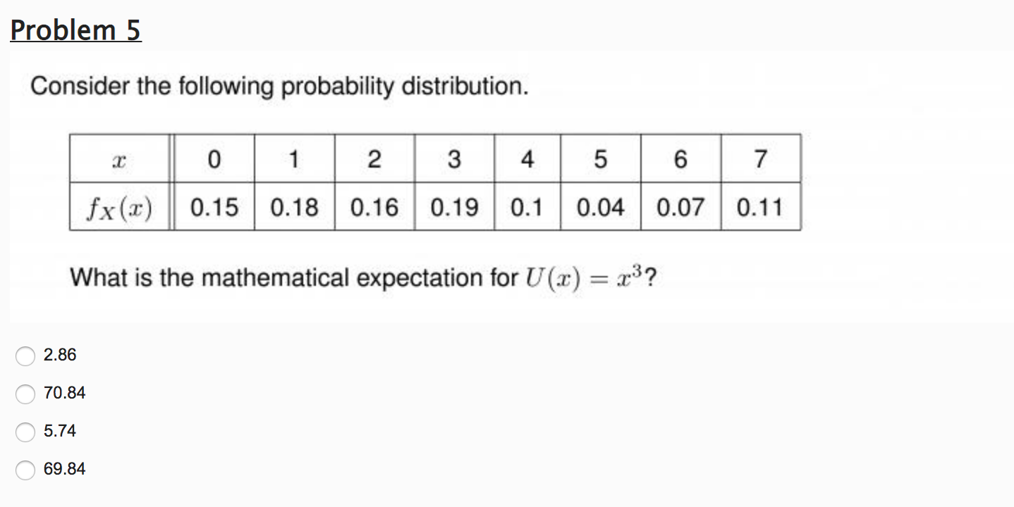 Solved Problem 5 Consider the following probability | Chegg.com