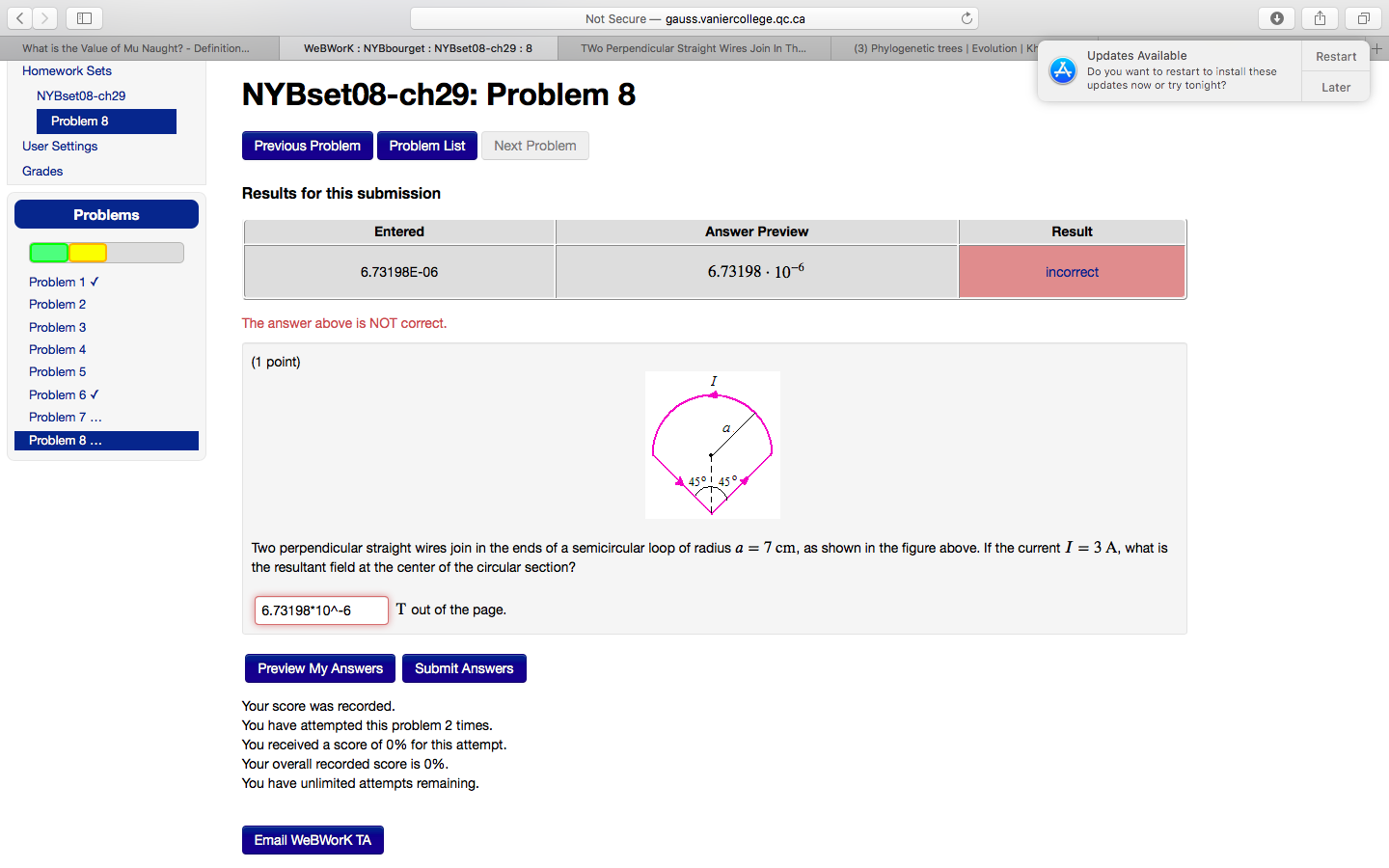 Solved Not Secure – gauss.vaniercollege.qc.ca WebWork : | Chegg.com