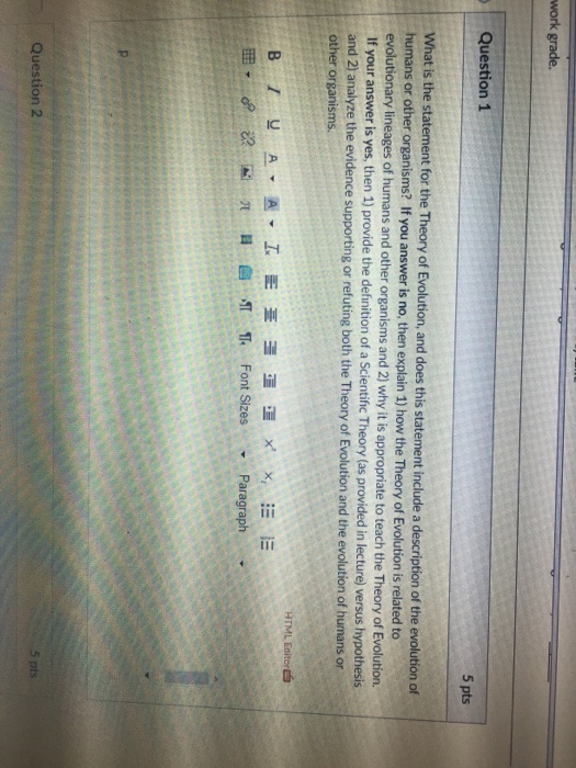 What is the statement for the Theory of Evolution, | Chegg.com