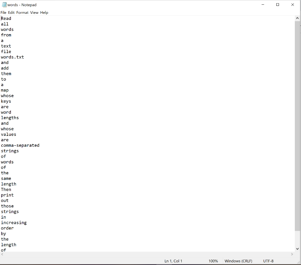 Solved Problem 2 (50 points). Read all words from a text | Chegg.com