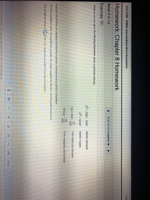 Solved Cor ECO 3100 - EMWA I Homework: Chapter 8 Homework | Chegg.com