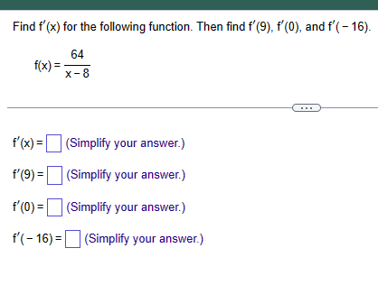 Solved Find f′(x) for the following function. Then find | Chegg.com