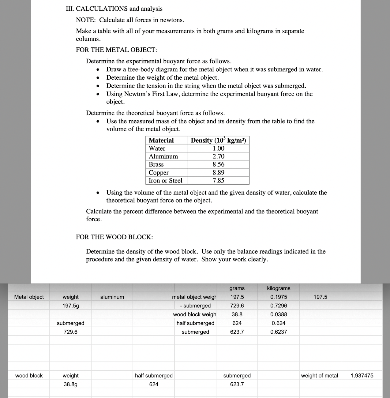 Solved Please answer the calculations section, the data for | Chegg.com