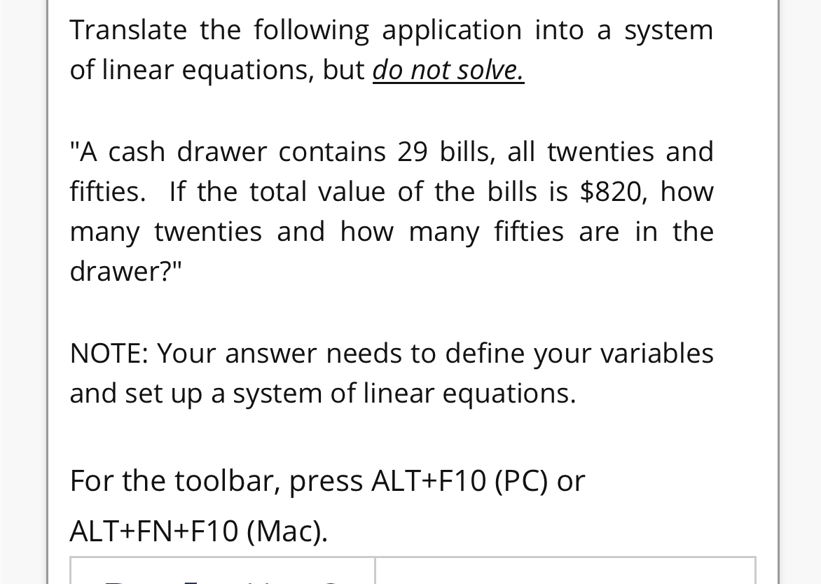 Solved Translate the following application into a system of | Chegg.com