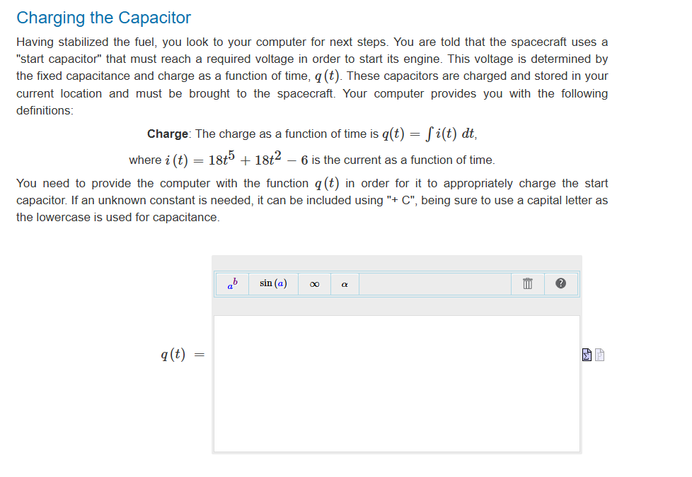 Solved Charging the CapacitorHaving stabilized the fuel, you | Chegg.com