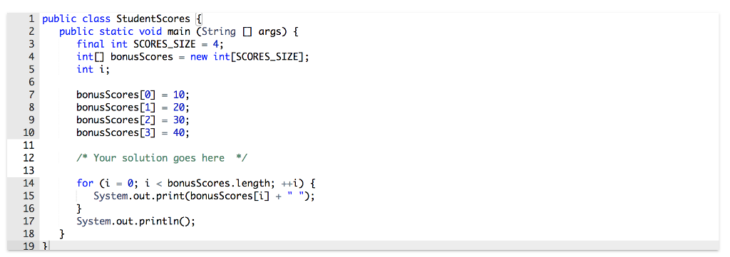 Solved 1 public class StudentScores 2 public static void | Chegg.com
