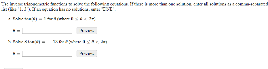 Solved Use inverse trigonometric functions to solve the | Chegg.com