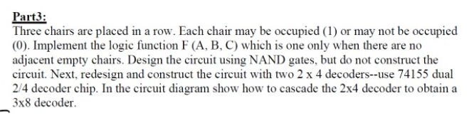Part3: Three chairs are placed in a row. Each chair | Chegg.com
