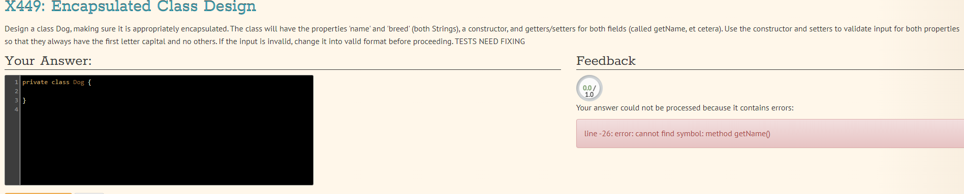 Solved Your Answer: Feedback 0.0/ 1.0 Your answer could not | Chegg.com