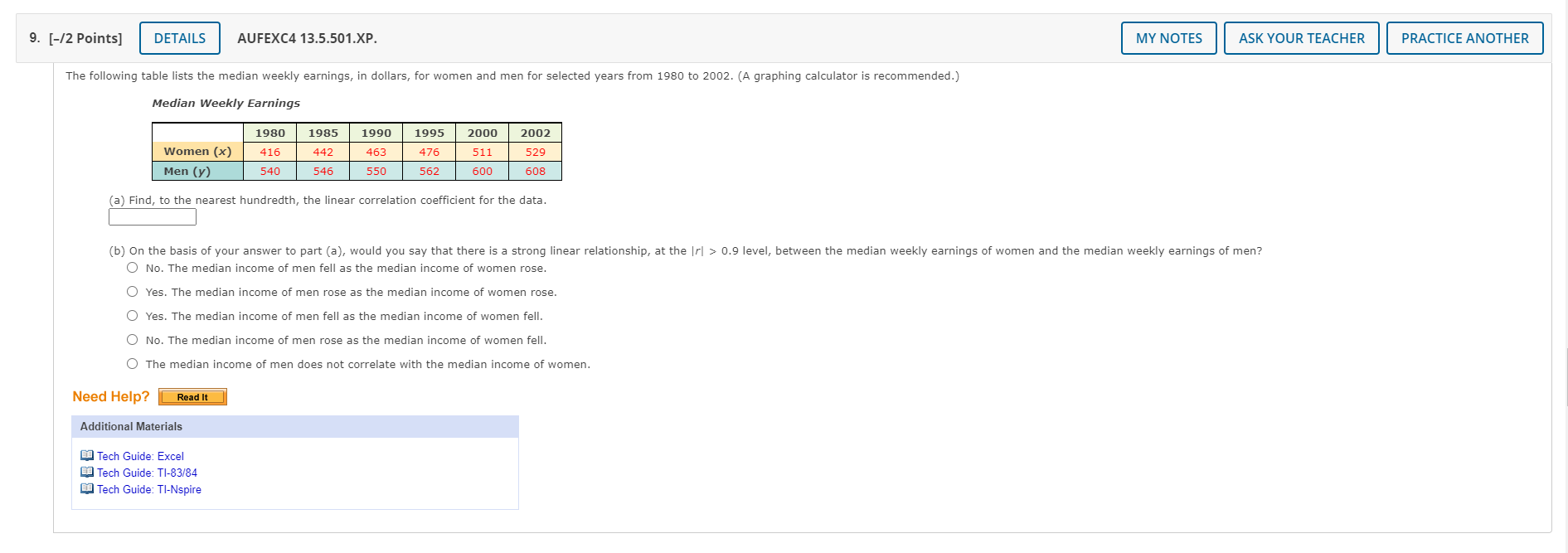 Solved 9. [-/2 Points] DETAILS AUFEXC4 13.5.501.XP. MY NOTES | Chegg.com
