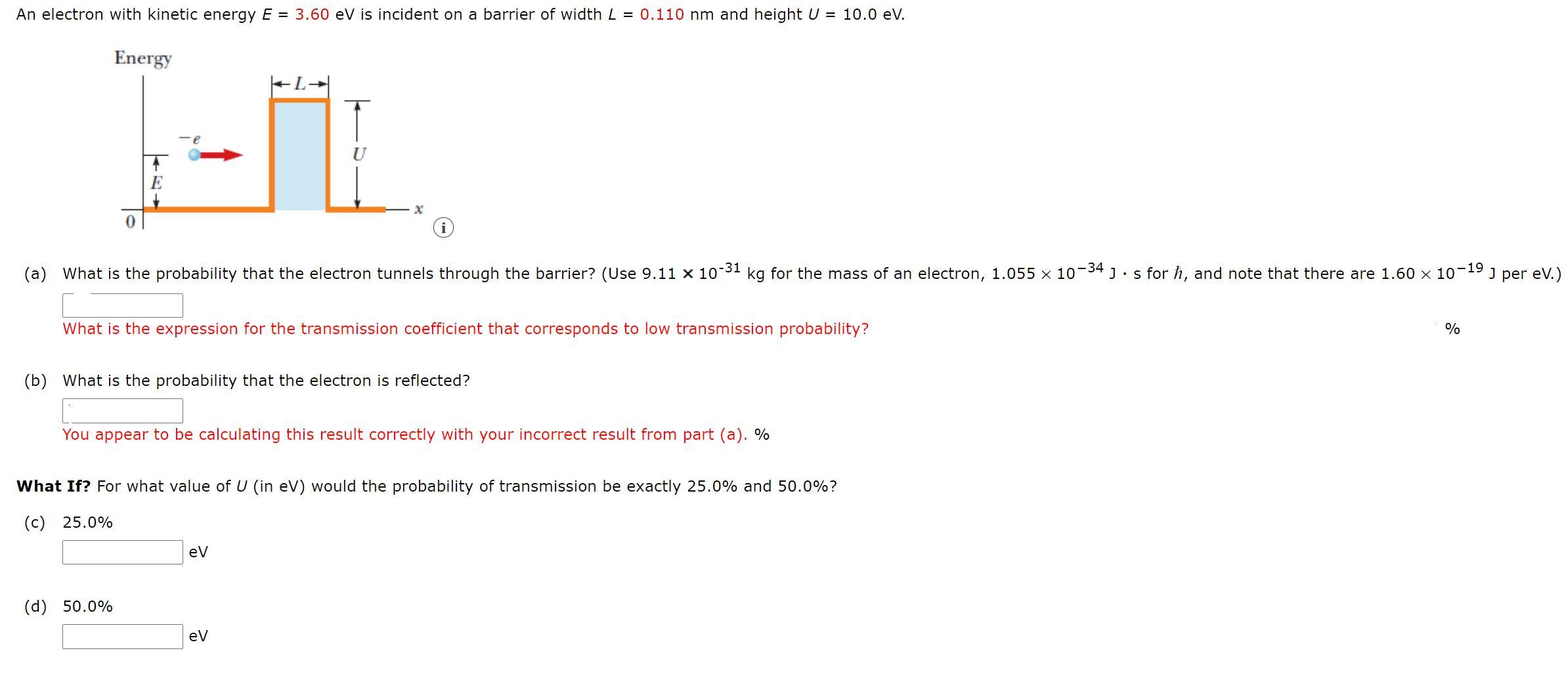 Solved An Electron With Kinetic Energy E 3 60 Ev Is