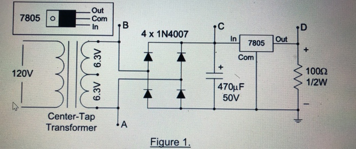 Solved g) How mucth power is dissipated across the 7805 | Chegg.com