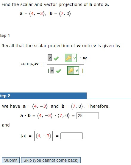Solved Find the scalar and vector projections of b onto a. a | Chegg.com