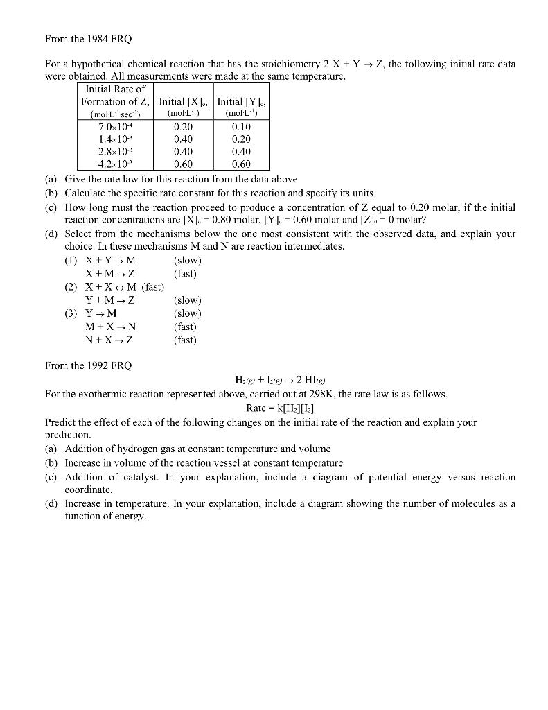 Solved AP Chemistry Name Period Date 12. Chemical Kinetics | Chegg.com