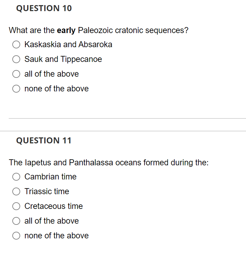 Solved What are the early Paleozoic cratonic sequences? | Chegg.com