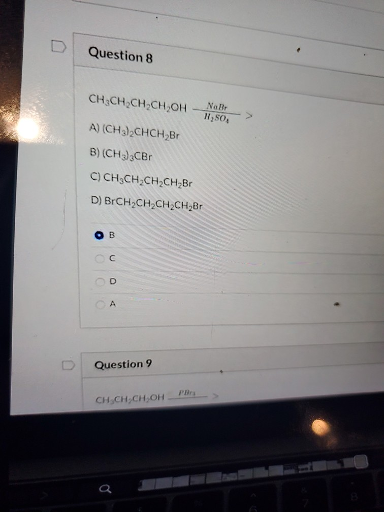 Solved Question 6 CH3CH2CH,OH _ 1. TeCl, pyridine 2. LAHA A) | Chegg.com