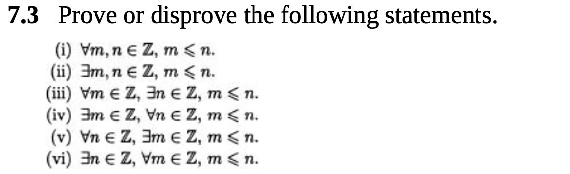 Solved 7.3 Prove or disprove the following statements. (i) | Chegg.com