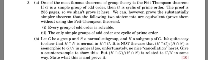 Solved 3. (a) One of the most famous theorems of group | Chegg.com