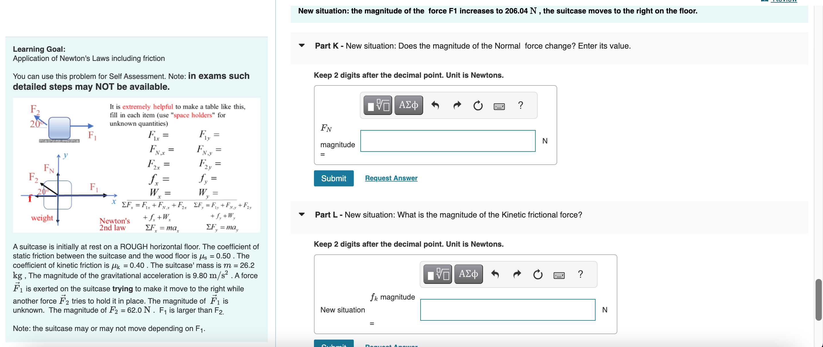 Solved Learning Goal: Application of Newton's Laws including | Chegg.com