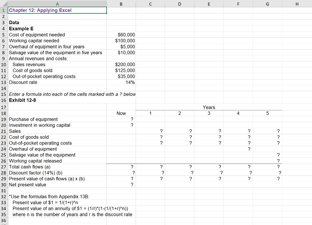 Solved Required information Chapter 12: Applying Excel Step | Chegg.com