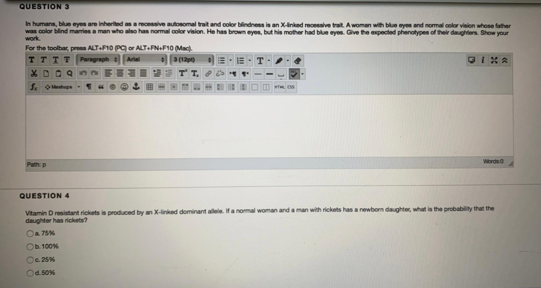 Solved QUESTION 3 In humans, blue eyes are inherited as a | Chegg.com