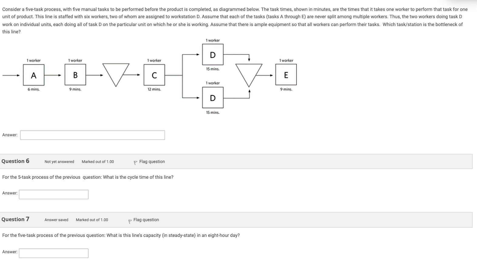 Solved Consider a five-task process, with five manual tasks | Chegg.com