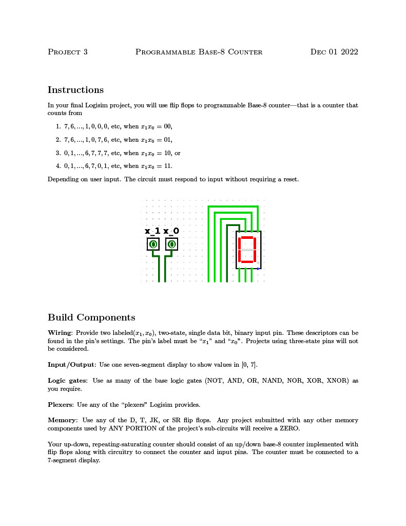 Solved Instructions In your final Logisim project, you will | Chegg.com
